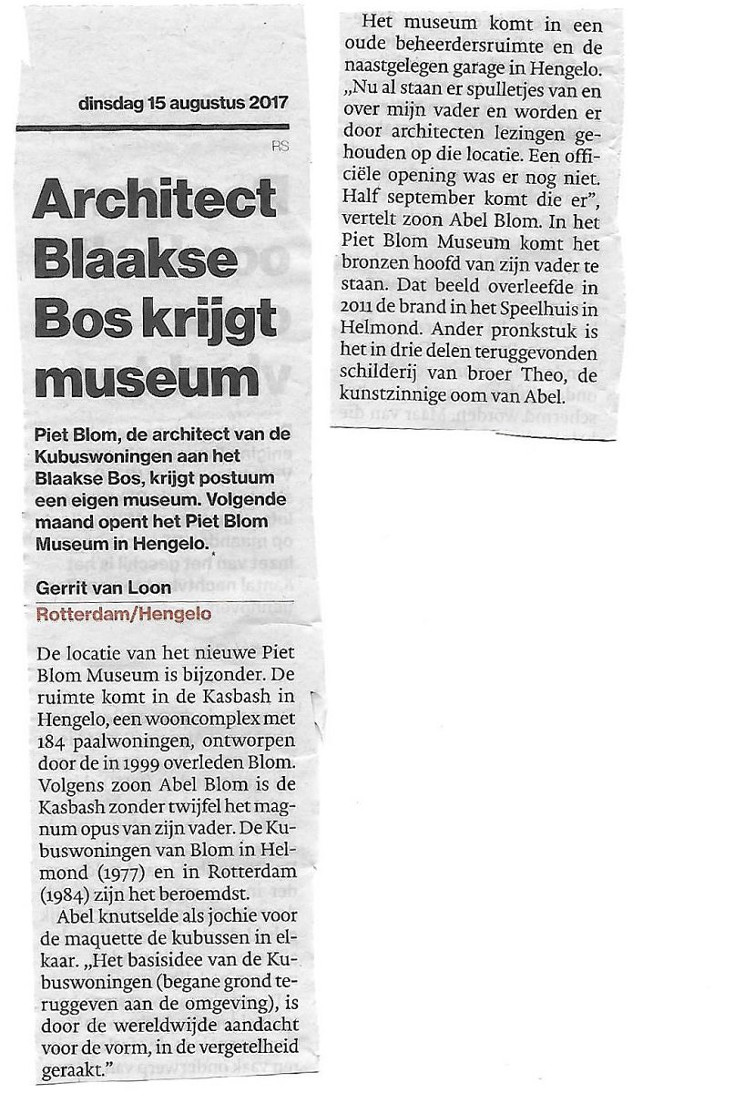 artikel museum piet blom opening – De Blommenfamilie, van Herwijnen ...